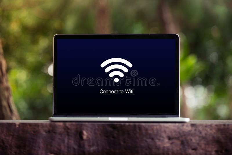 Connecting To Wifi on the Laptop / Computer Screen Stock Image - Image ...
