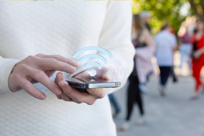 Connecting To a Wireless Network on the Phone Stock Image - Image of ...