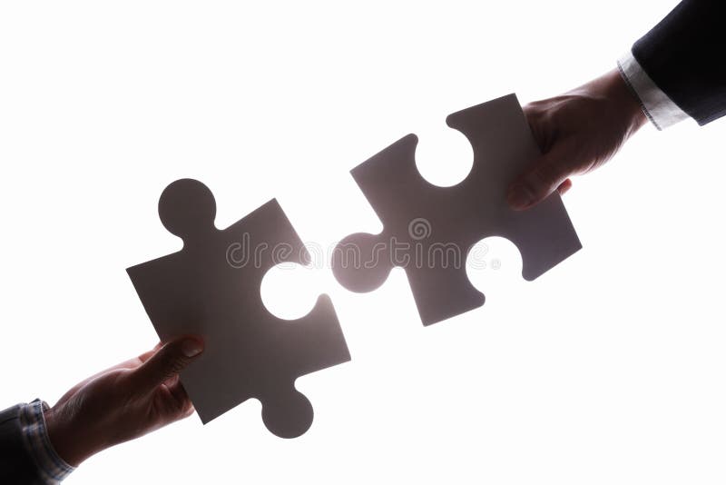 Connecting Two Jigzaw Puzzle Pieces Stock Photo - Image of goals ...