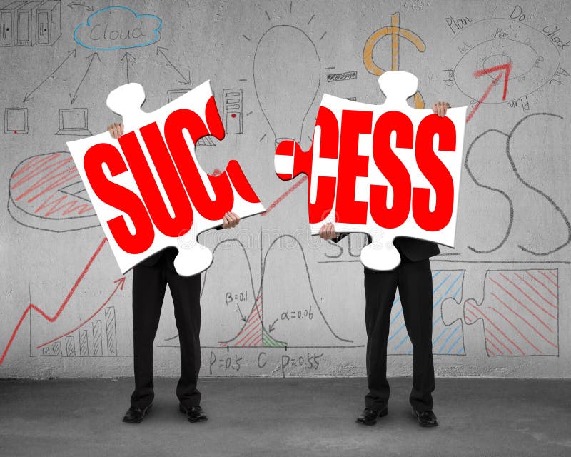 Connecting Two Puzzles for Success Stock Illustration - Illustration of ...