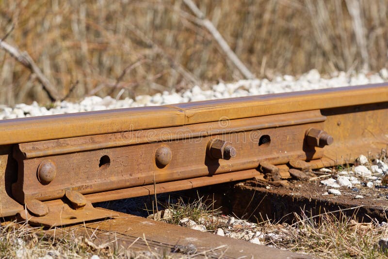 Connecting Two Rails. Train Tracks Underlay, Rails and Crushed Stones ...