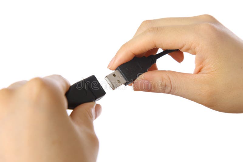 Connecting USB cable stock image. Image of hand, plug - 44381553
