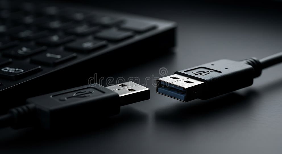 Connecting Usb Cables To a Keyboard Port for Data Transfer Setup Stock ...