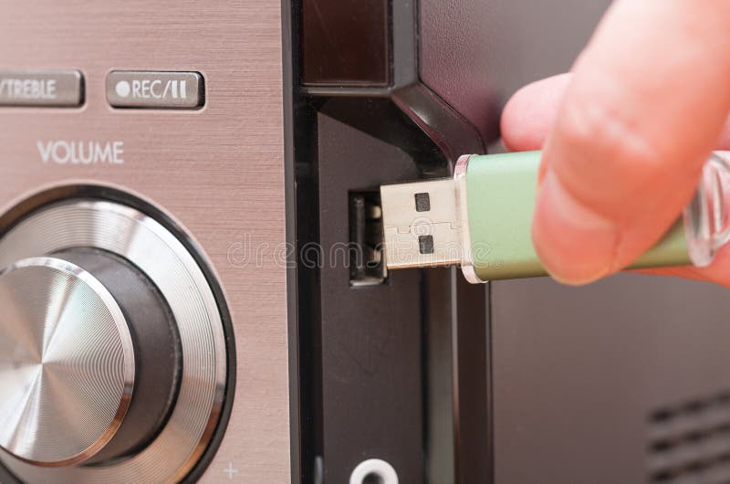 Connecting USB Flash Drive To a Music Player Stock Image - Image of ...