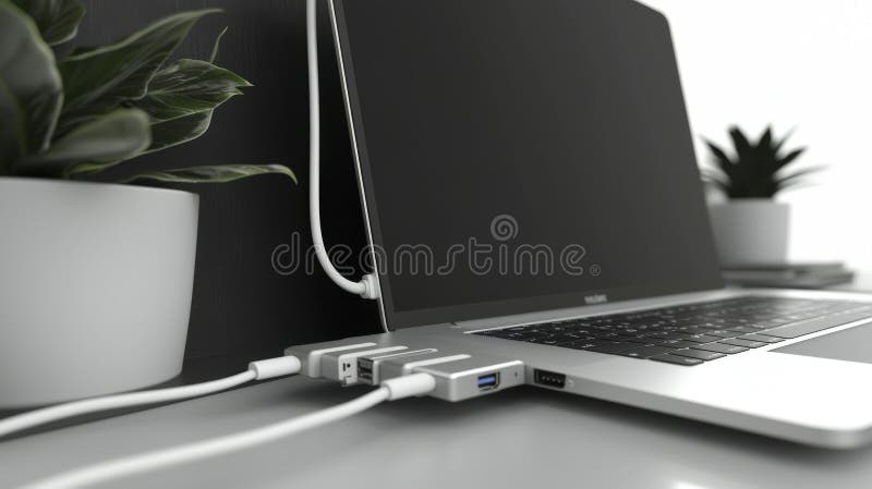 Connecting a Usbc Hub with Multiple Ports To a Laptop in a Modern ...