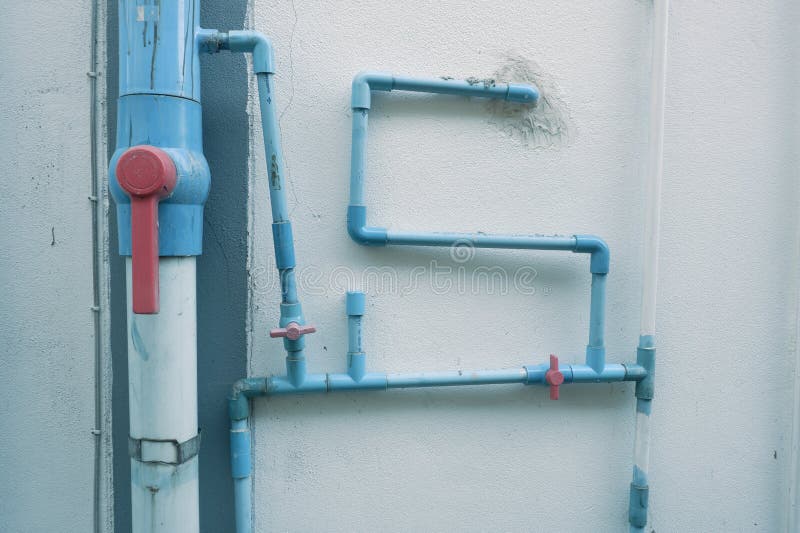 Connecting Water Pipes and Valves at the Back of the House Stock Image ...