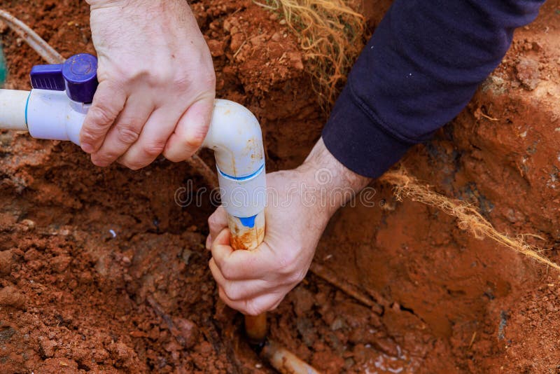 Connecting Water To Well System Pumping Water To a House Stock Photo ...