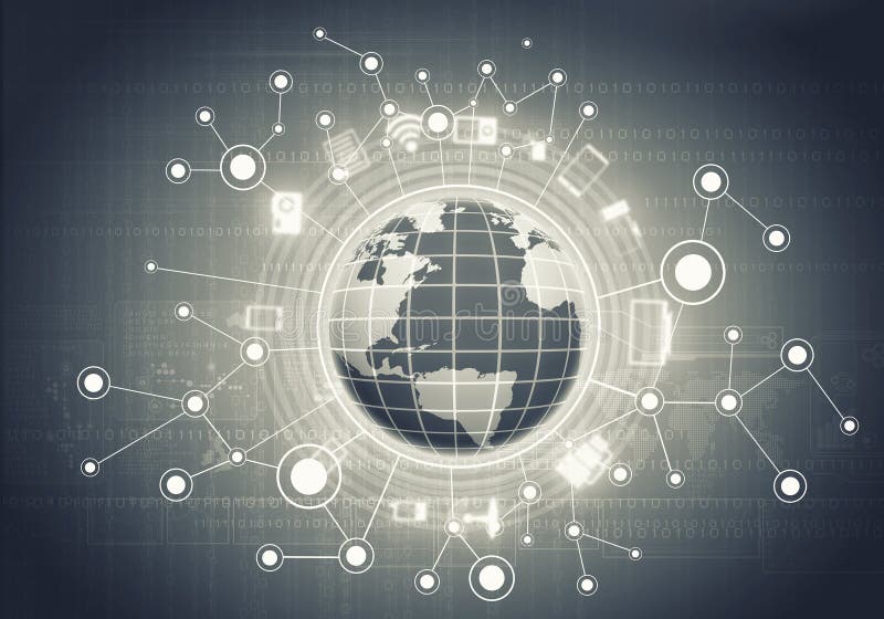 Connecting whole world stock illustration. Illustration of binary ...