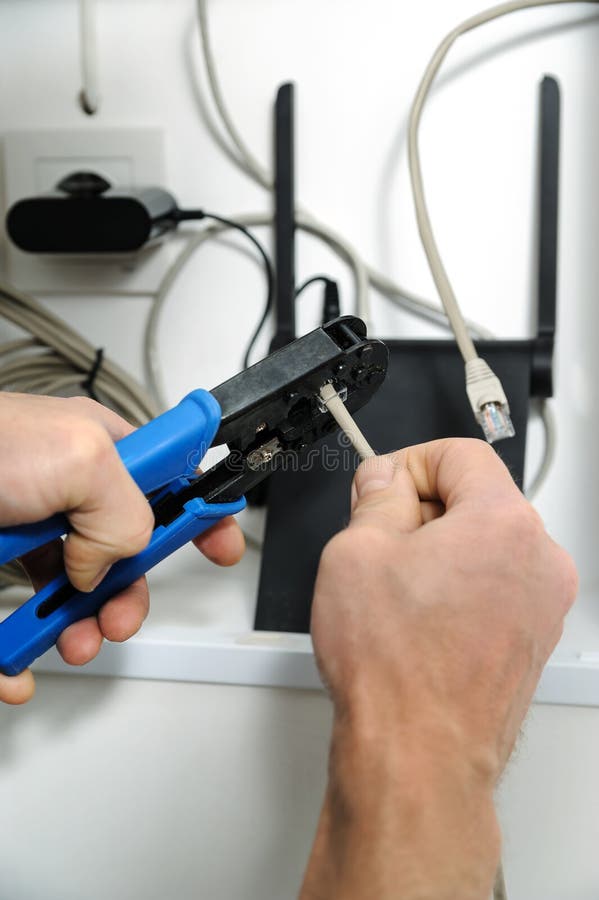 Connecting Wi-fi Router To the Internet. Stock Photo - Image of service ...
