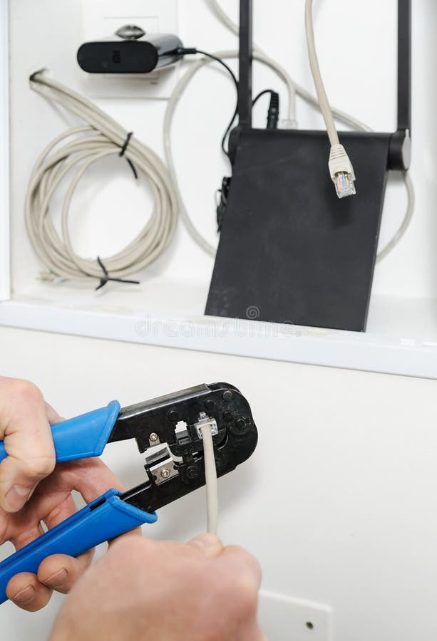 Cable Connecting To Modern Wireless Wi-fi Router Stock Image - Image of ...