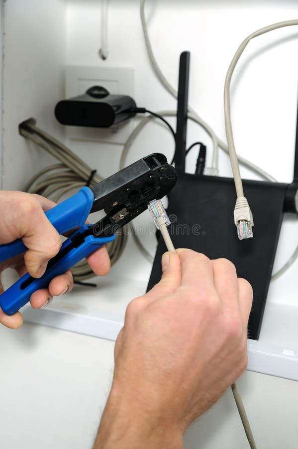 Connecting Wi-fi Router To the Internet. Stock Photo - Image of squeeze ...