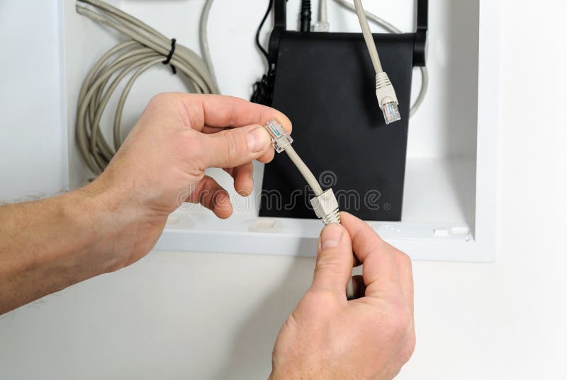 Cable Connecting To Modern Wireless Wi-fi Router Stock Image - Image of ...