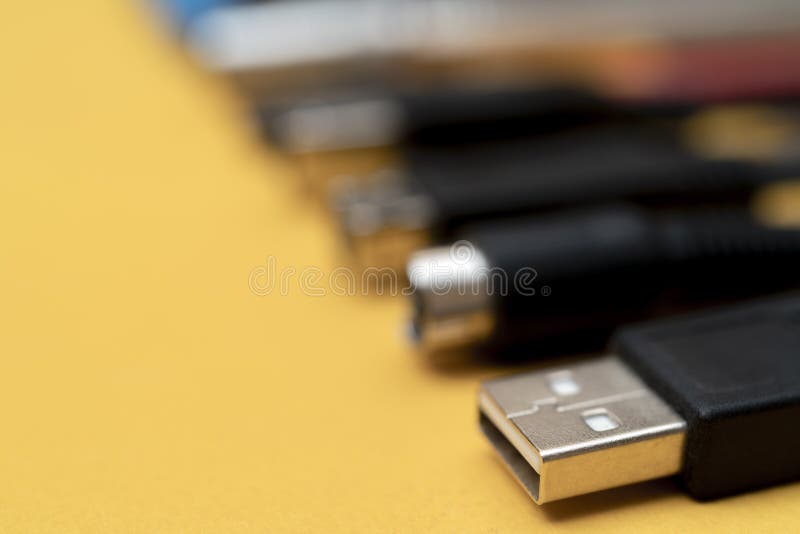 Connecting Wires for the Computer. Stock Image - Image of black ...