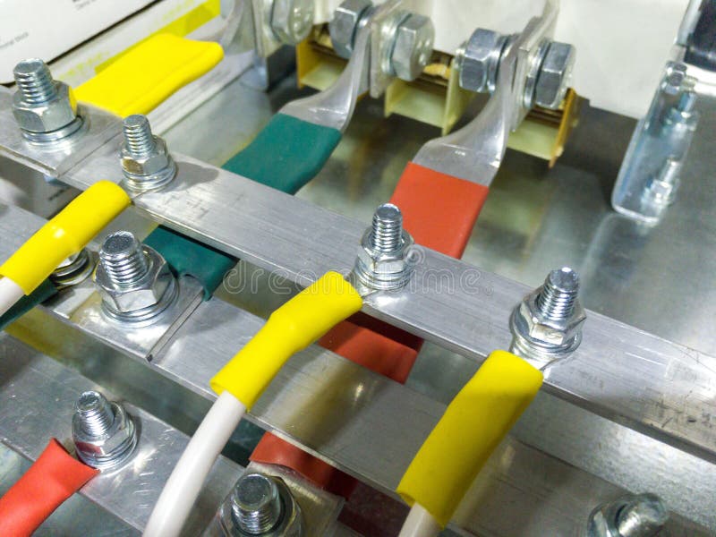 Connecting Wires To a Busbar with a Bolt Connection Stock Photo - Image ...