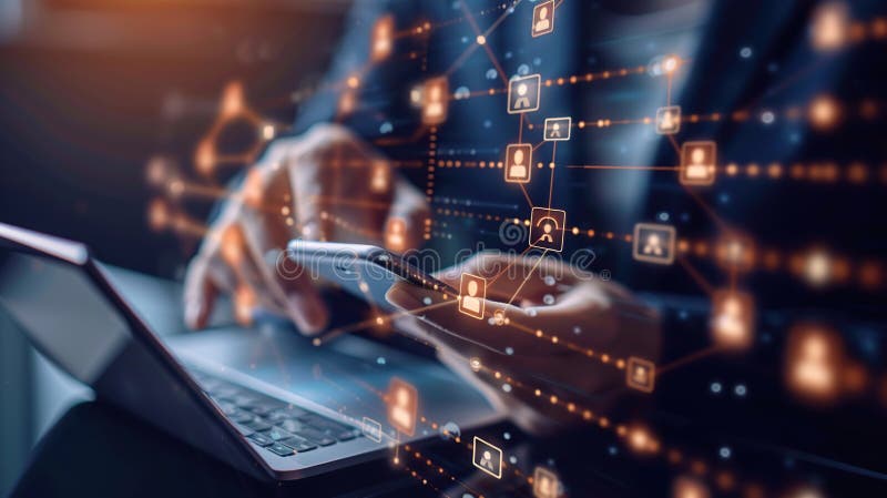 Connecting the World: a Digital Network in Action Stock Illustration ...