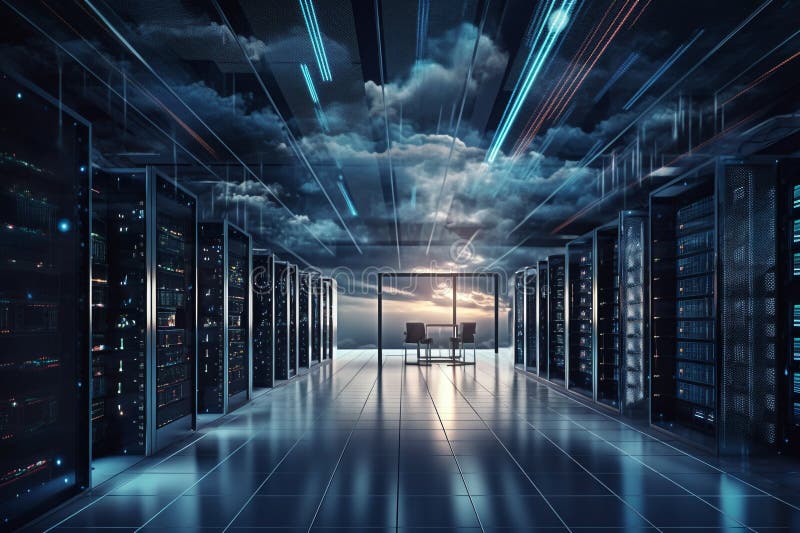 Connecting the World: Inside a Server Room Ai Generated Art Stock ...