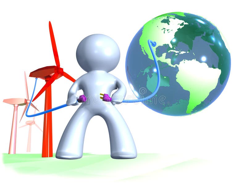 Connecting the World into Renewable Energy Stock Illustration ...