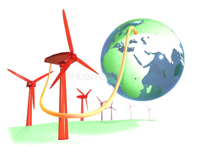 Connecting the World into Renewable Energy Stock Illustration ...