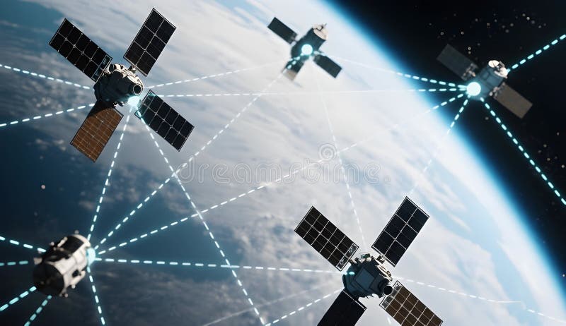 Connecting Worlds: a Satellite Network Orbiting Earth Stock Video ...