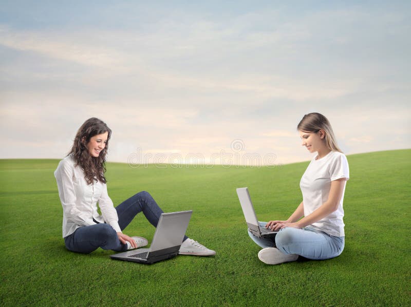 Connection stock image. Image of profile, friend, laptop - 18777815