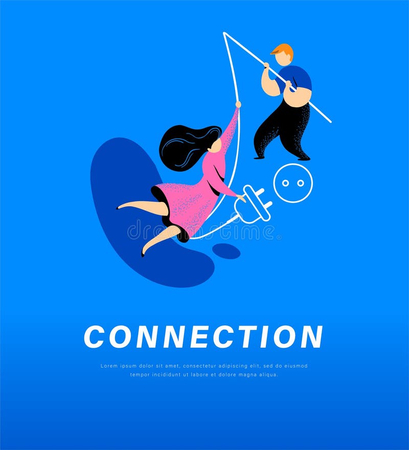 Connection Abstract Metaphor. People Connecting Plug and Socket ...