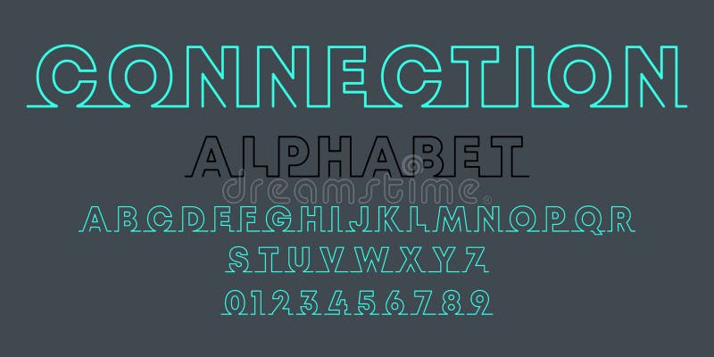 Connection Alphabet Template. Set of Letters and Numbers Line Design ...