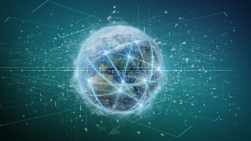 Connection Around a World Globe Isolated on a Background 3d Rend Stock ...