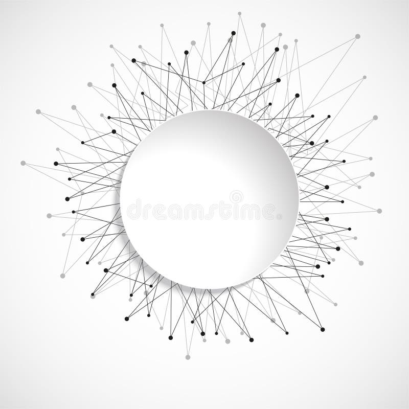 Connection Background with Lines and Dots, Paper Circle Inside Stock ...