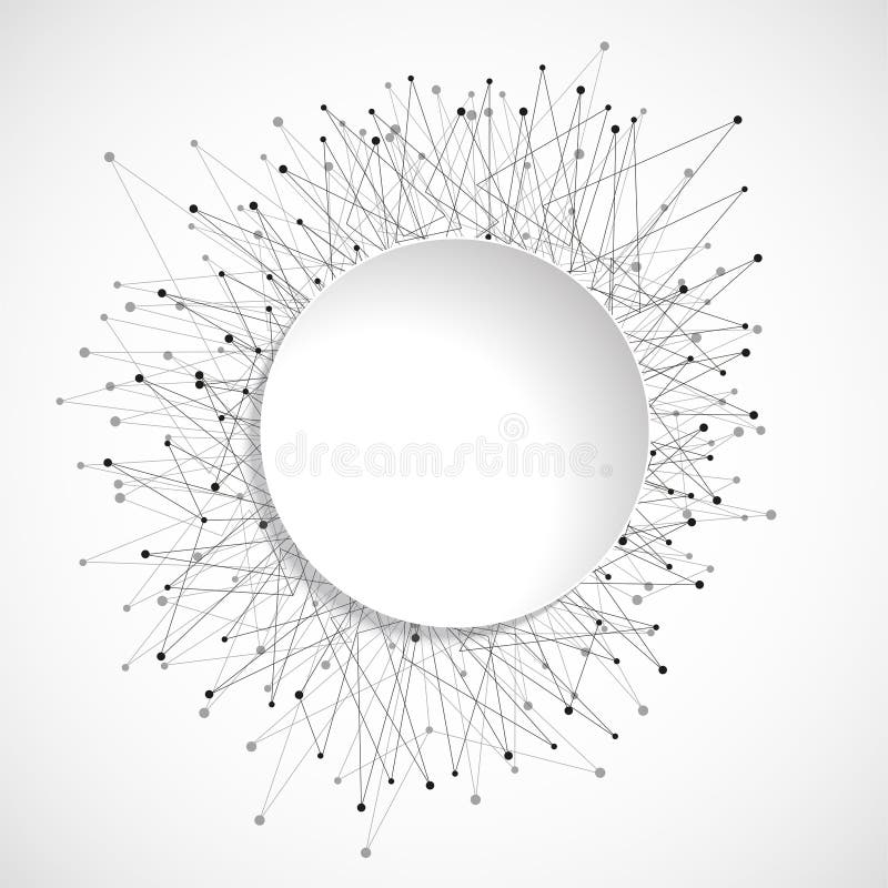 Connection Background with Lines and Dots, Paper Circle Inside Stock ...