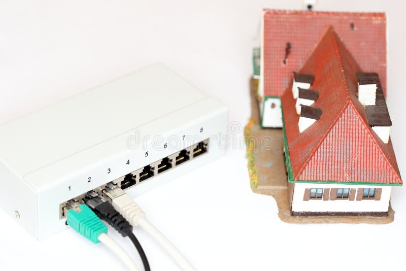 Network Plugs Connected To a Router or Switch Stock Image - Image of ...