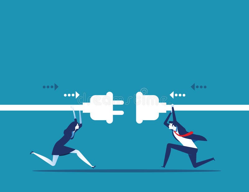 Connection. Business People Hold Plug and Outlet in Hand Stock Vector ...