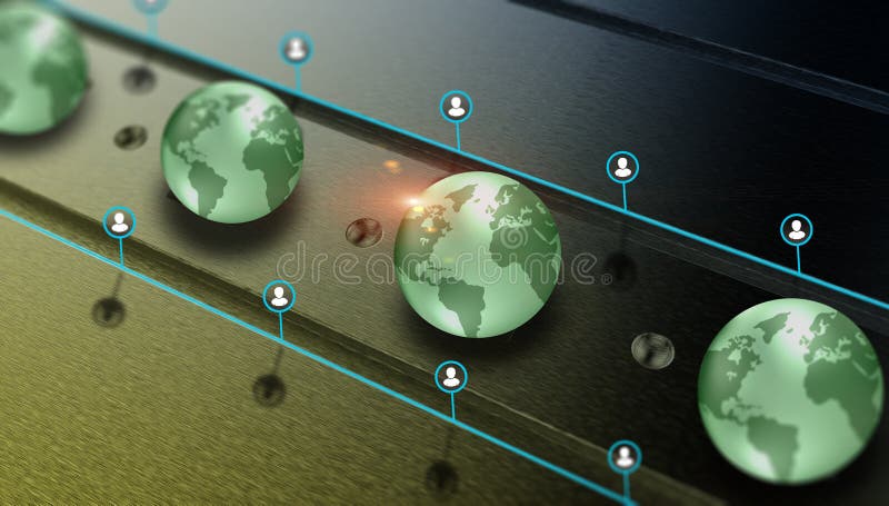 Connection and Communication, Global Data Sharing Stock Illustration ...