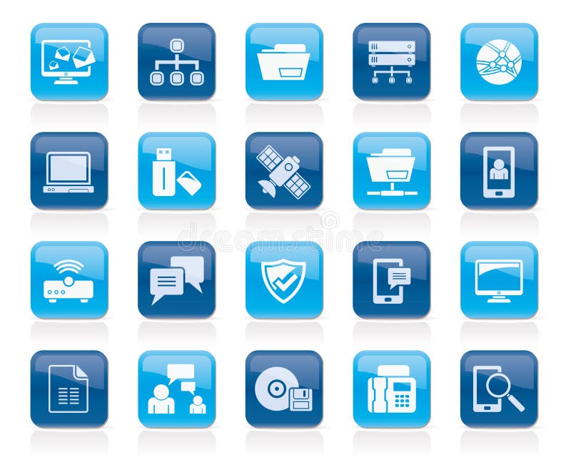 Connection, Communication and Network Icons Stock Vector - Illustration ...