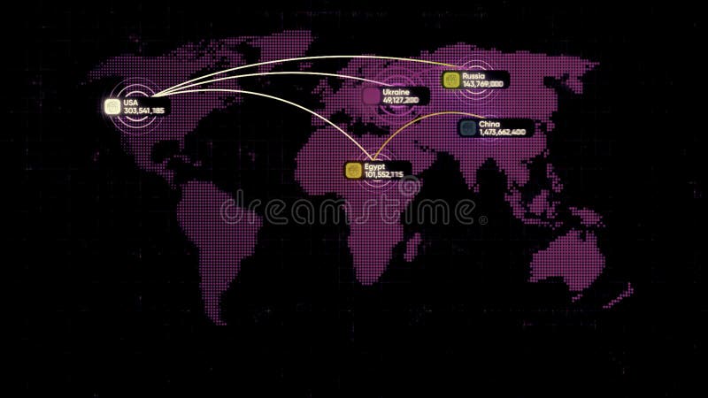 Connection between Countries on a World Map. Motion Stock Illustration ...