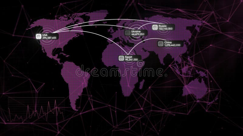 Connection between Countries on a World Map. Motion Stock Illustration ...