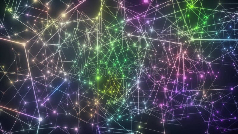 Connection in a Digital World. Colorful Big Data Dots Network 4k ...