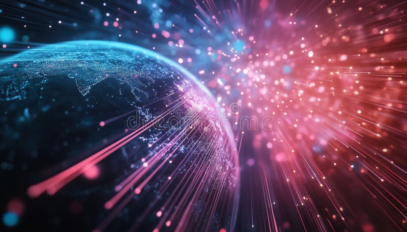 Connection between Earth and Fiber Optics Stock Image - Image of ...
