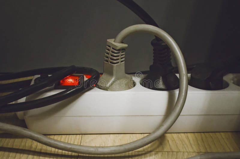 Connection in Electric Devices in an Extension Cord, Close-up Stock ...