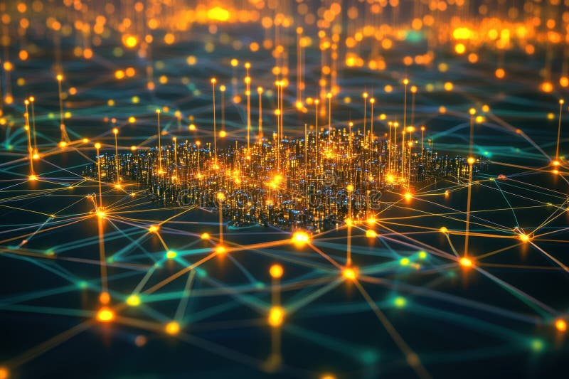 Connection and Energy Represented in a Vibrant Digital Landscape of ...