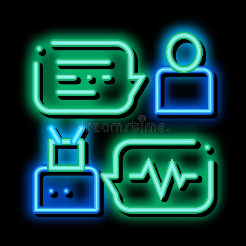 Connection Function Device Voice Control Neon Glow Icon Illustration ...