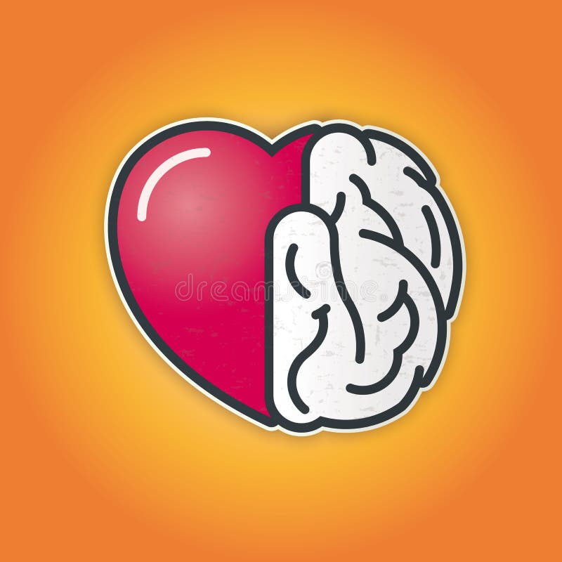 Heart and brain stock vector. Illustration of heart, cerebral - 35401237