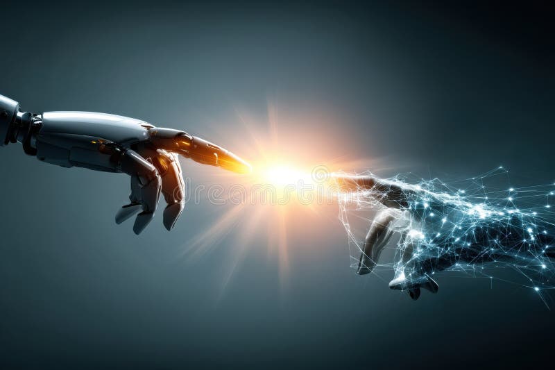 Connection between Human and Robot Hands Illuminated by Light Burst ...