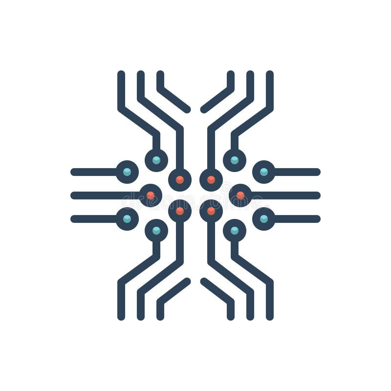 Color Illustration Icon for Connection, Processor and Circuit Stock ...