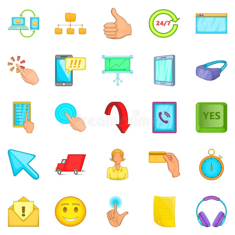 Connection Icons Set, Cartoon Style Stock Vector - Illustration of ...