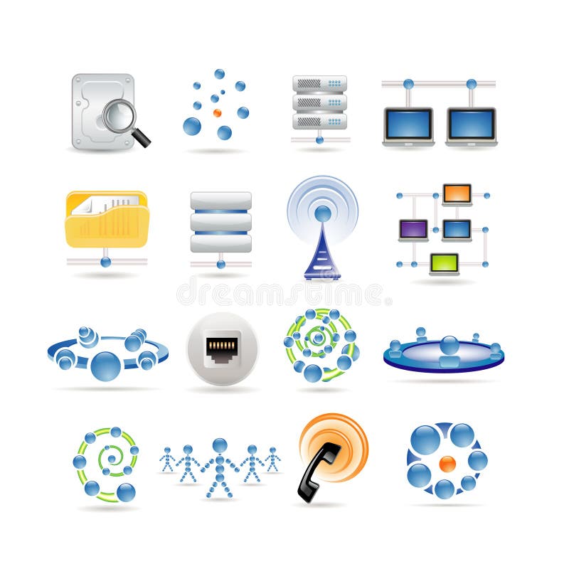 Network, Server and Hosting Icons Stock Vector - Illustration of disk ...