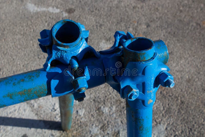 Connection Joint of a Scaffolding Stock Photo - Image of poles, street ...