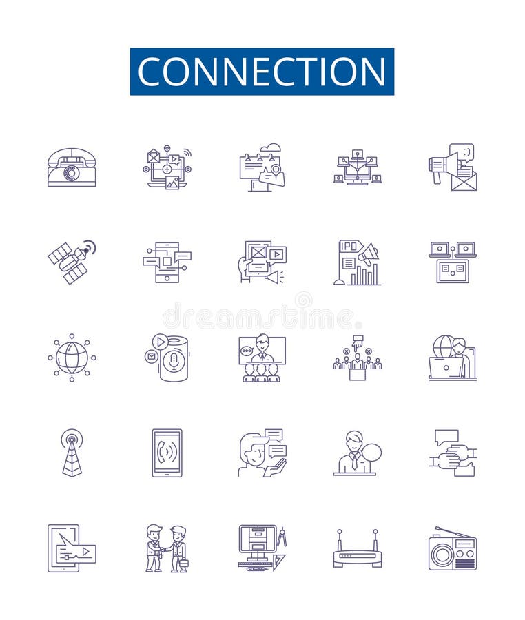 Connection Line Icons Signs Set. Design Collection of Link, Union, Bond ...