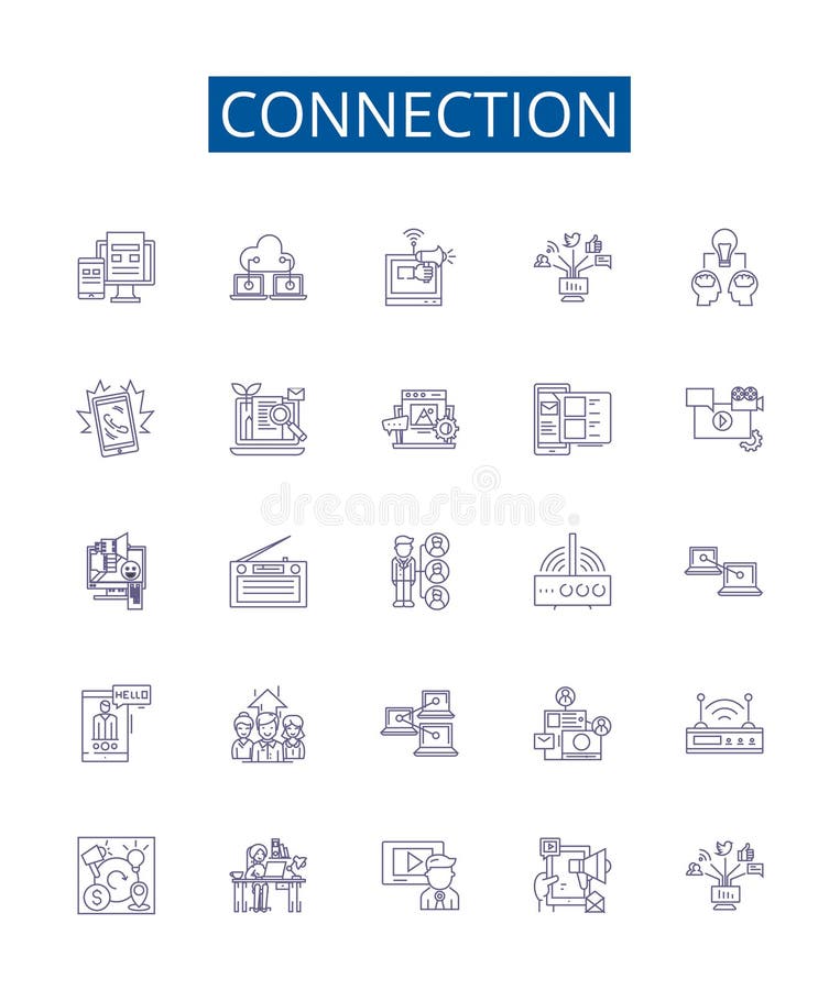 Connection Line Icons Signs Set. Design Collection of Link, Union, Bond ...