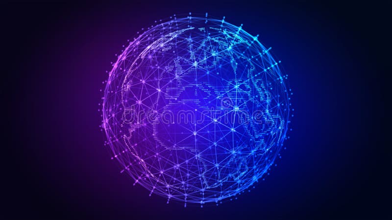Connection Lines Around Earth Globe. Background with Light Effect ...