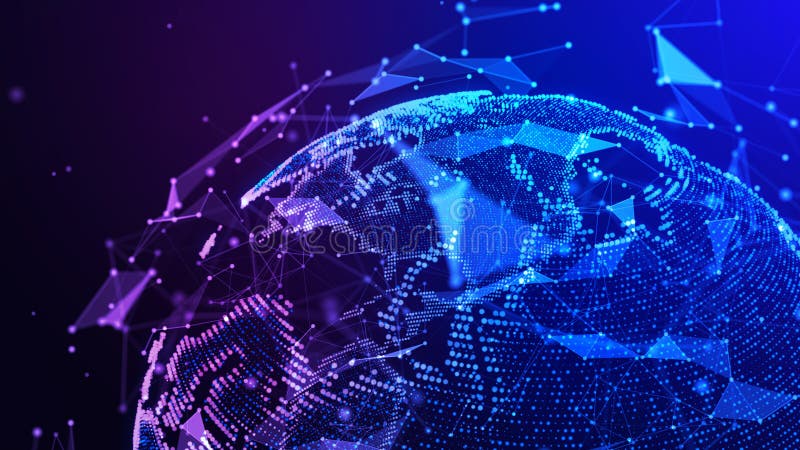 Connection Lines Around Earth Globe. Background with Light Effect ...